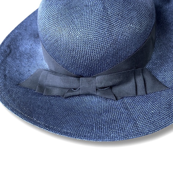 Vintage | Accessories | Vintage Brimmed Hat Finely Woven In Navy Blue ...